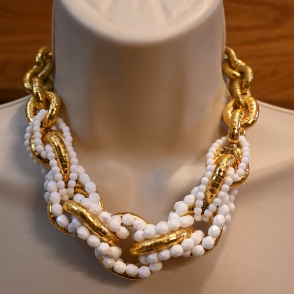 Lee Angel | Jewelry | Lee Angel Chunky Gold Tone And Faux Pearls Bold ...